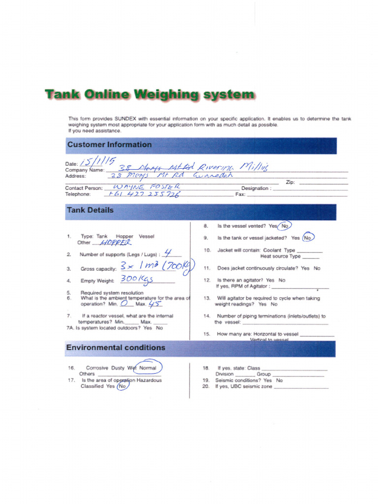 Weigh Sheet Sundex | PDF