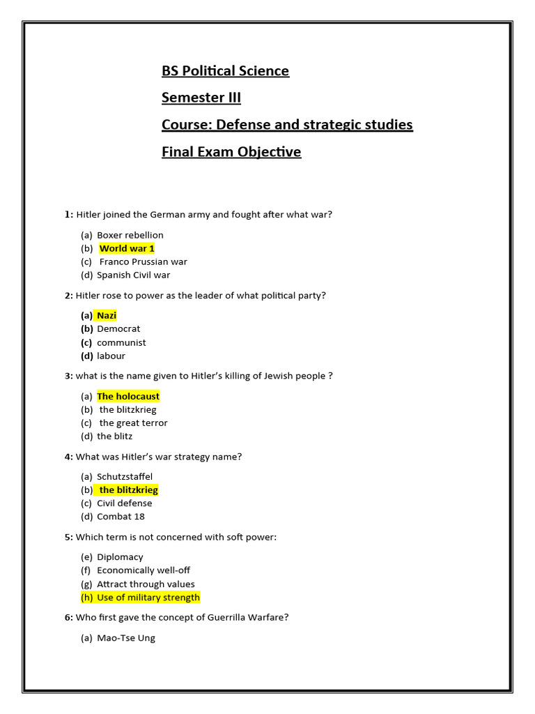 DSS Final MCQs | PDF | Military Strategy | Mutual Assured Destruction