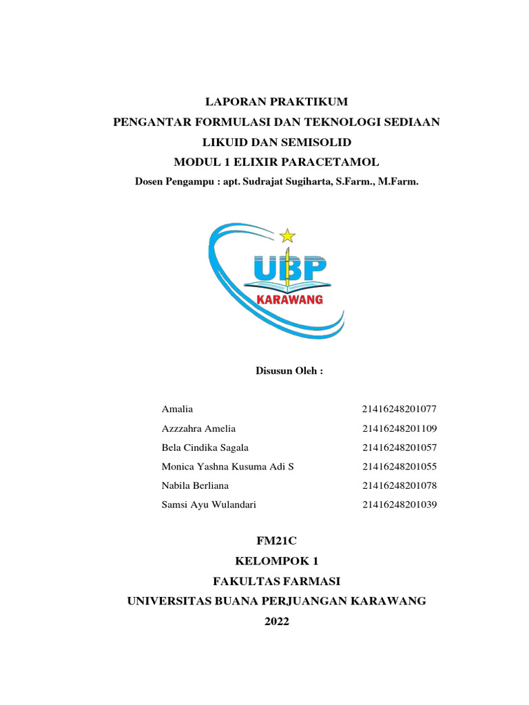 Laporan Praktikum Elixir Paracetamol | PDF