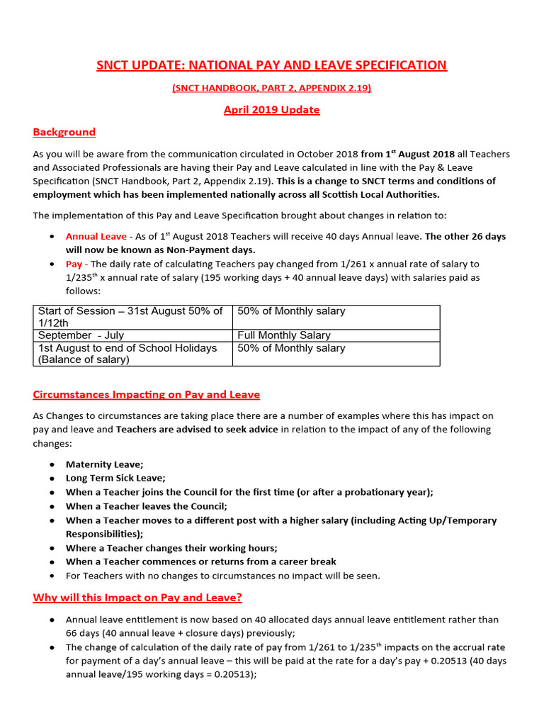 Pay & Leave Specification Information | PDF | Accrual | Salary