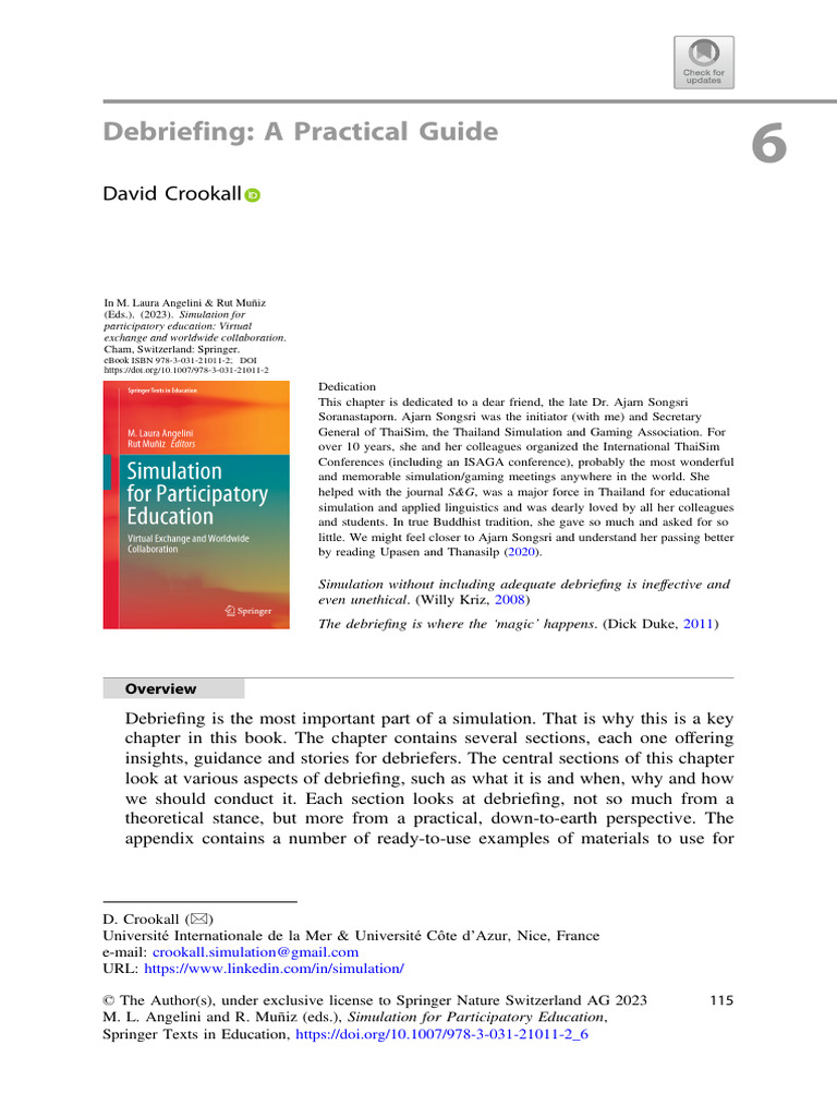 Debriefing- A Practical Guide | PDF | Learning | Experience