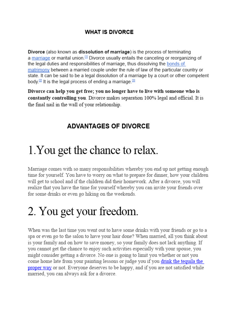 Advantages and Benefits of Divorce | PDF