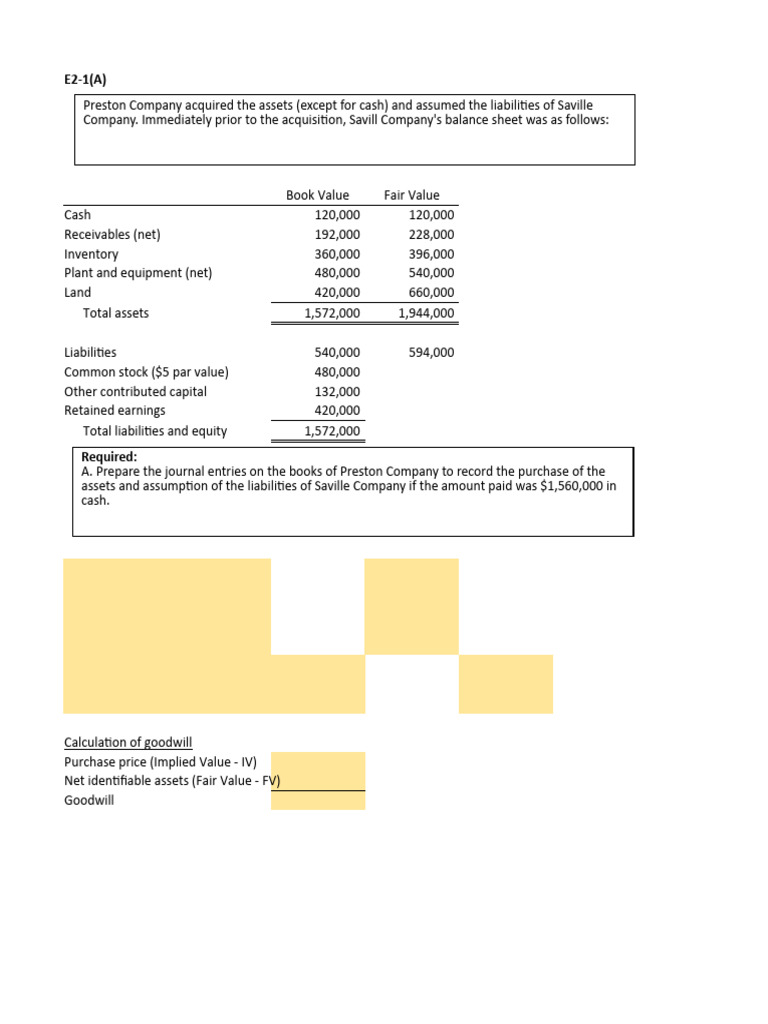 08 Examples | PDF | Goodwill (Accounting) | Book Value