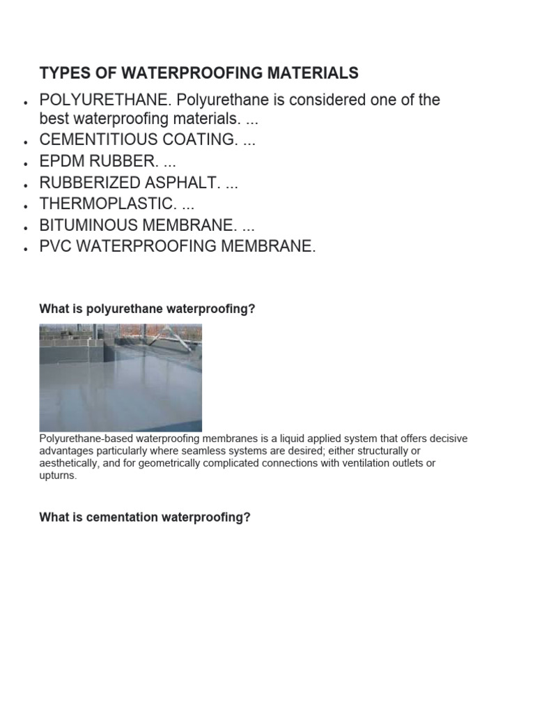 Types Of Waterproofing Pdf Polyvinyl Chloride Building Engineering