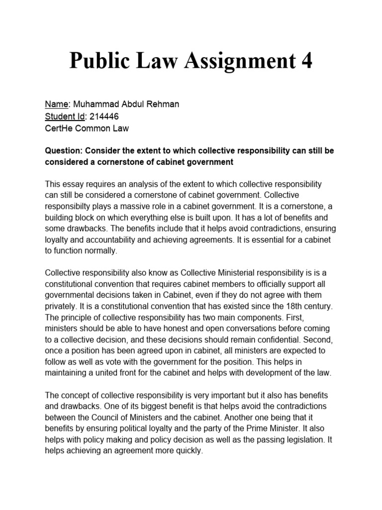 Collective Responsibility in Cabinet Government | PDF | Westminster ...