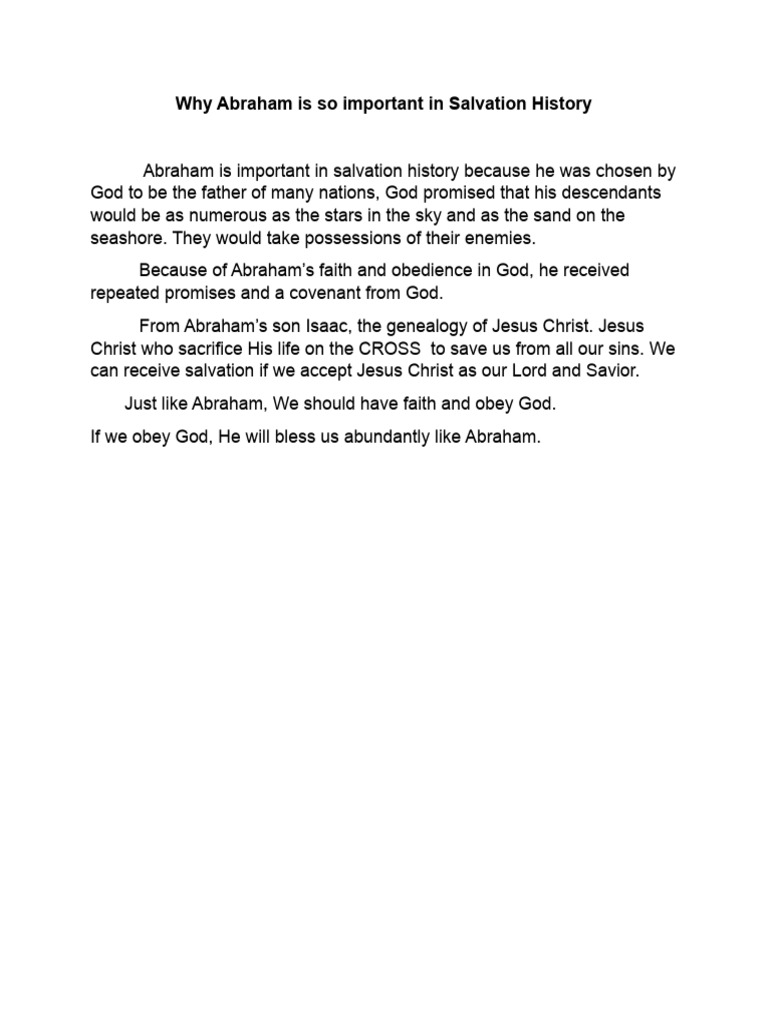 Why Abraham Is So Important In Salvation History Pdf