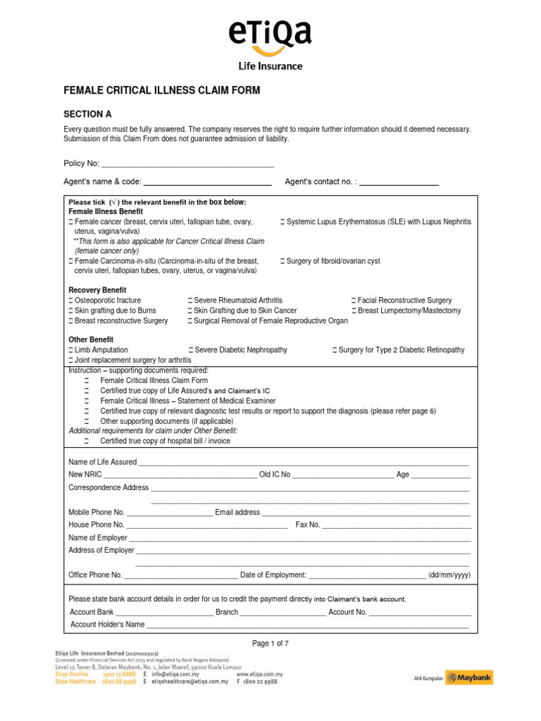 14) ELIB-Female CI-Claim Form | PDF | Transaction Account | Banks