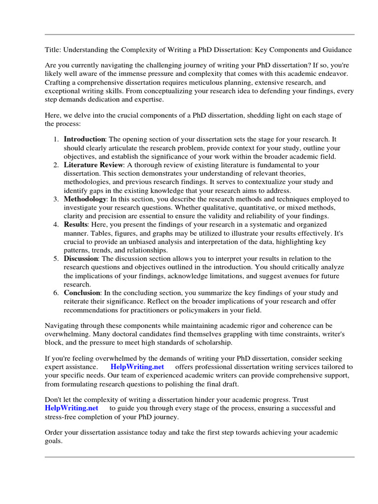 PHD Dissertation Components | PDF | Thesis | Methodology