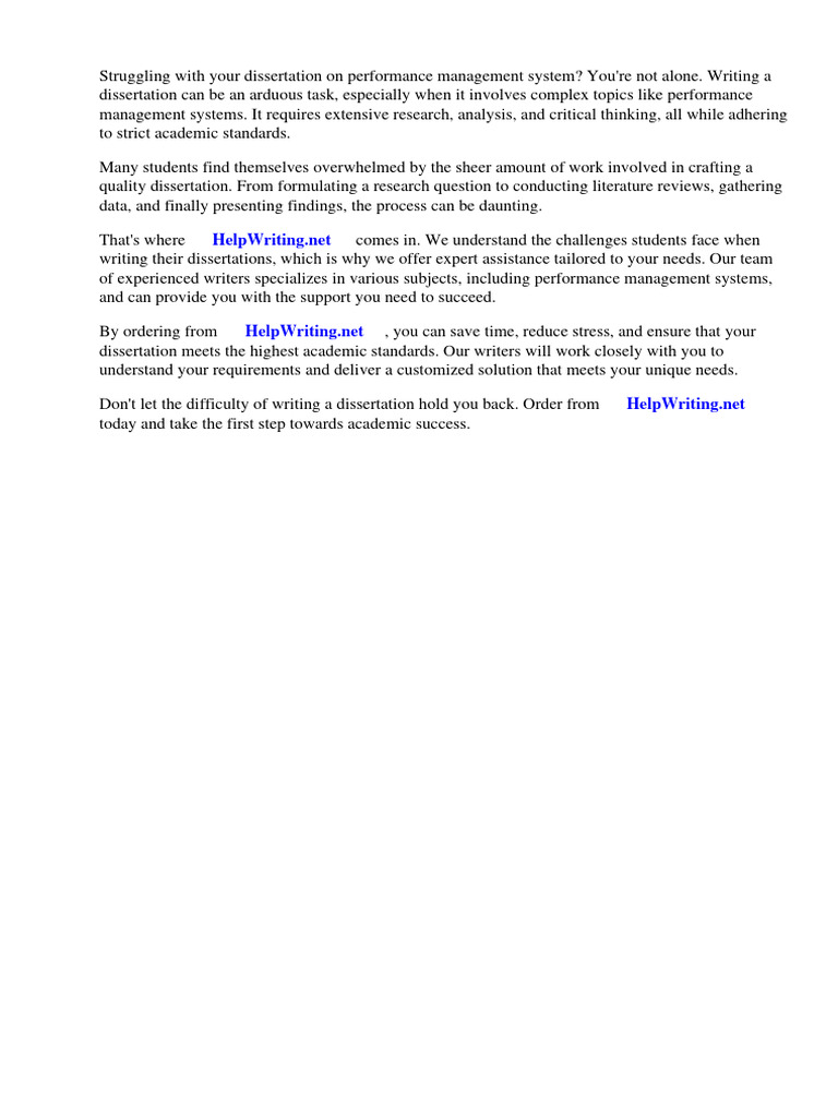 Dissertation On Performance Management System PDF | PDF | Performance Appraisal | Evaluation