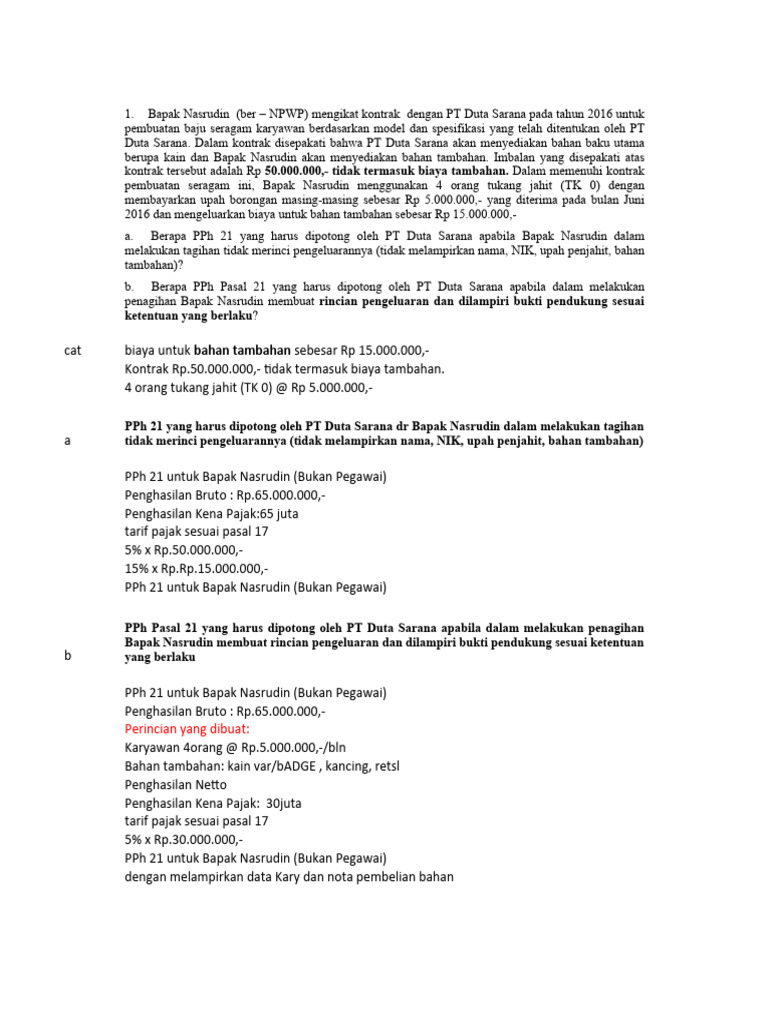 PPh 21 lanjutan- contoh perhitungan PPh 21 zoom | PDF