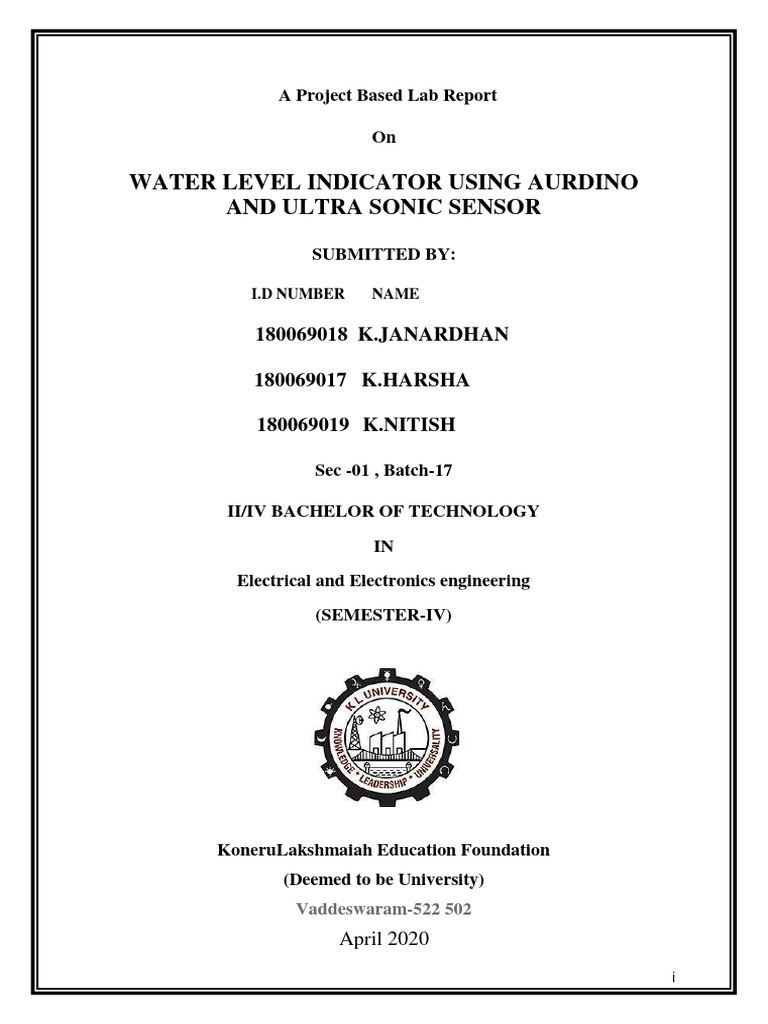 A Project Based Lab Report WATER LEVEL I | PDF | Arduino | Resistor
