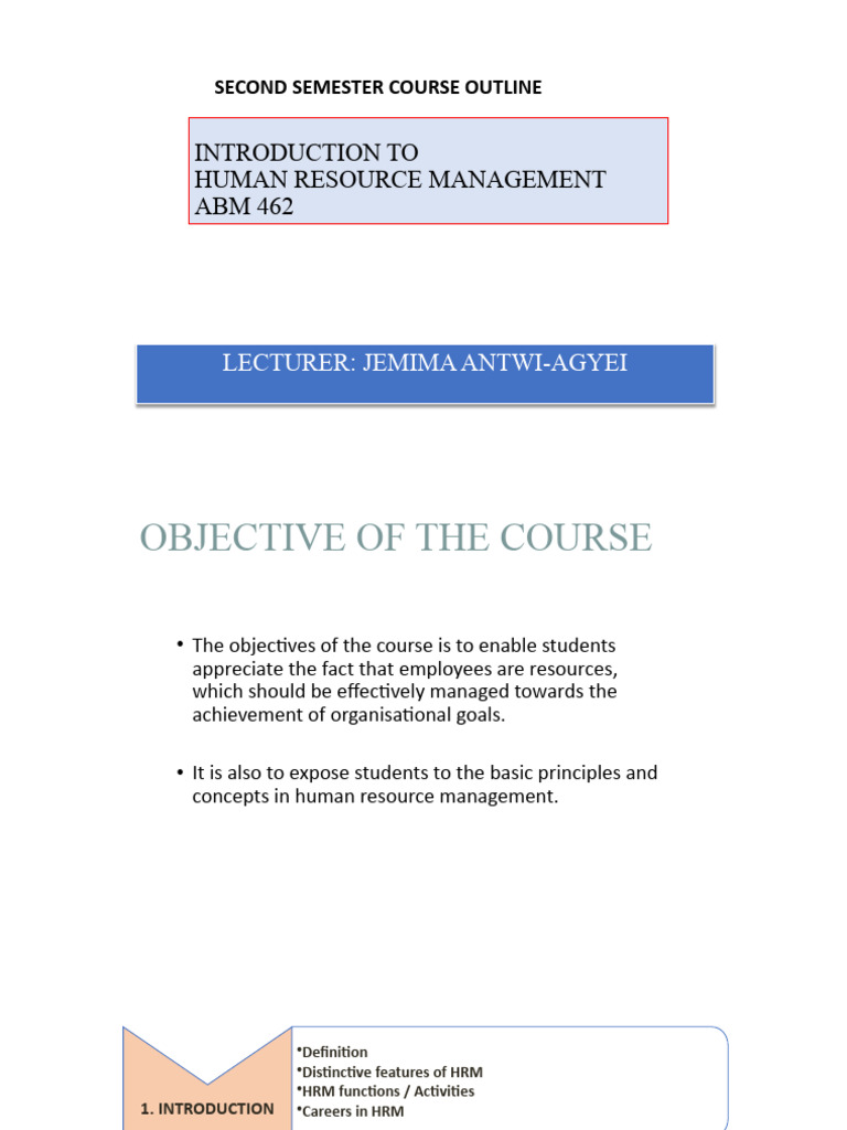 Abm 462 2023 Lecture 1 To 3..introduction To HRM | PDF | Human Resources | Human Resource Management