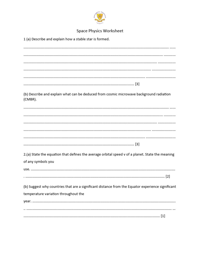 Space Physics - WS | PDF | Stars | Milky Way