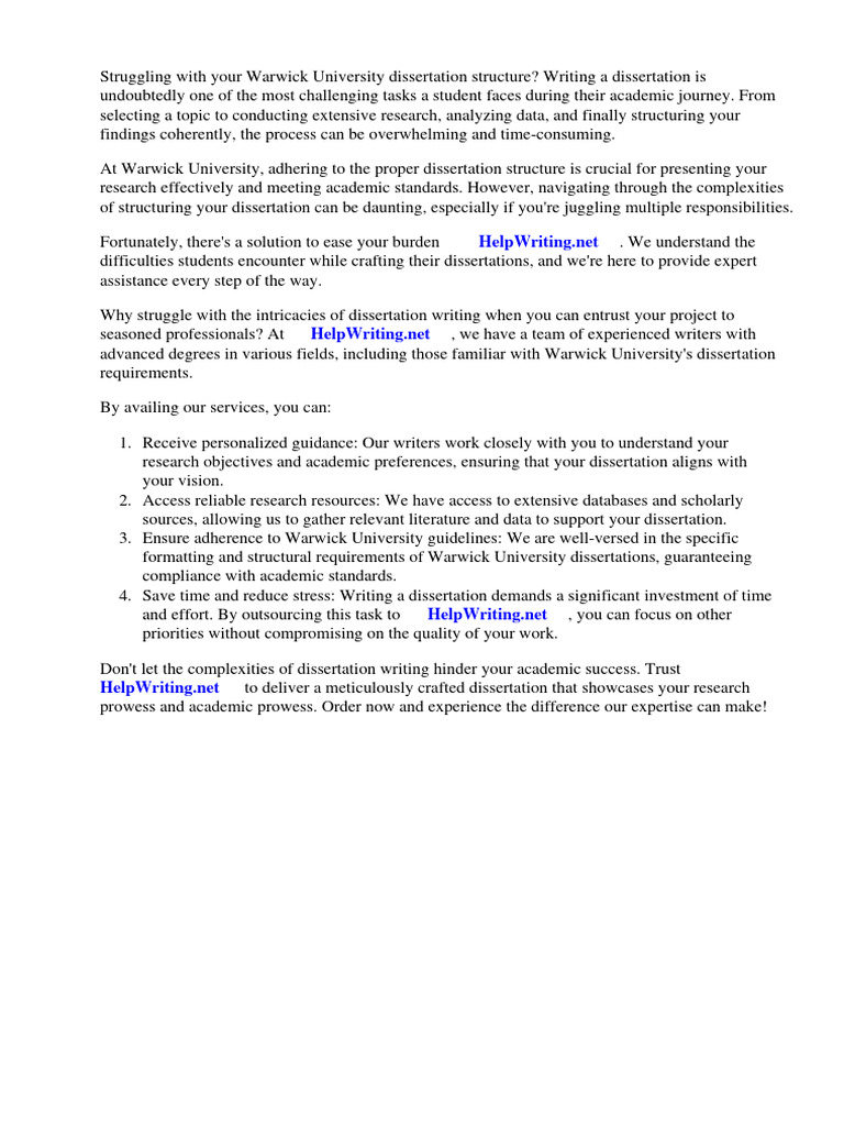 Warwick University Dissertation Structure | PDF | Thesis | Citation