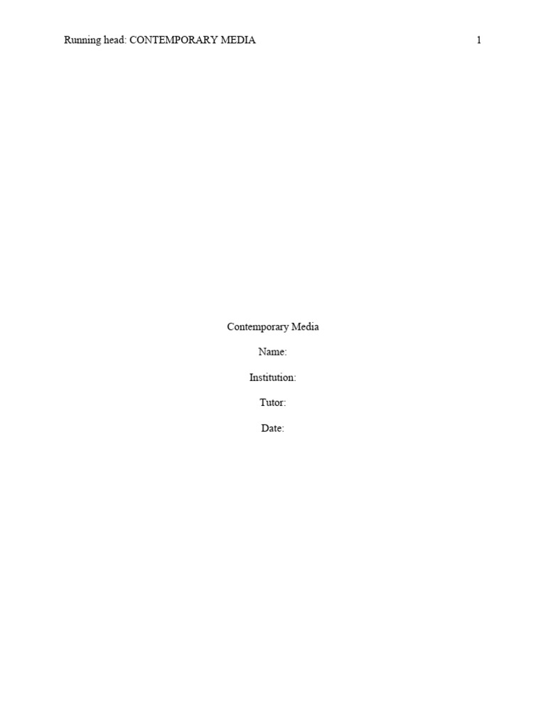 Contemporary Media 450 Words | PDF | Copyright Infringement | Audience ...