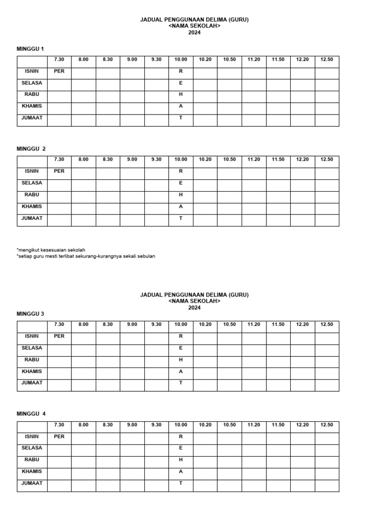 Jadual Penggunaan Delima | PDF