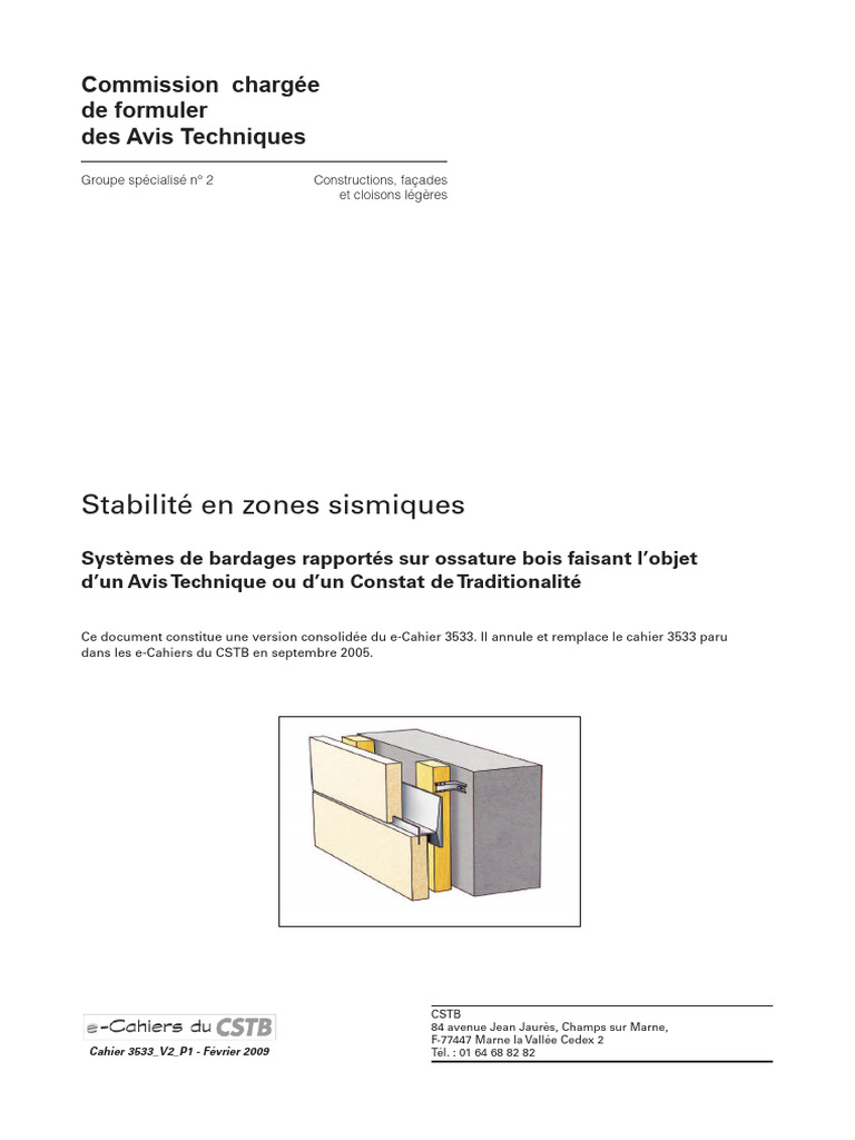 Stabilité sismique des bardages bois | PDF | Technologie et ingénierie