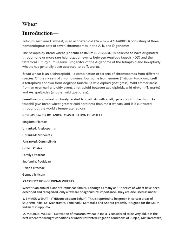 Wheat Inroduction, Structure Composition | PDF | Wheat | Cereals