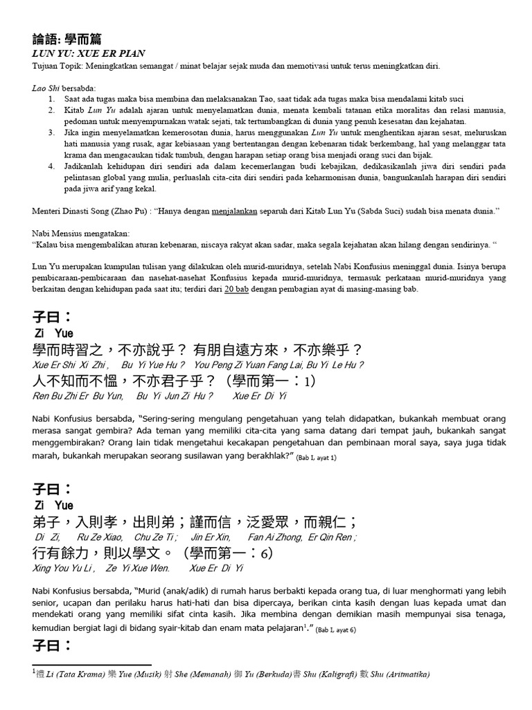 Semangat Belajar dalam Lun Yu | PDF | Seni & Disiplin Bahasa | Agama ...