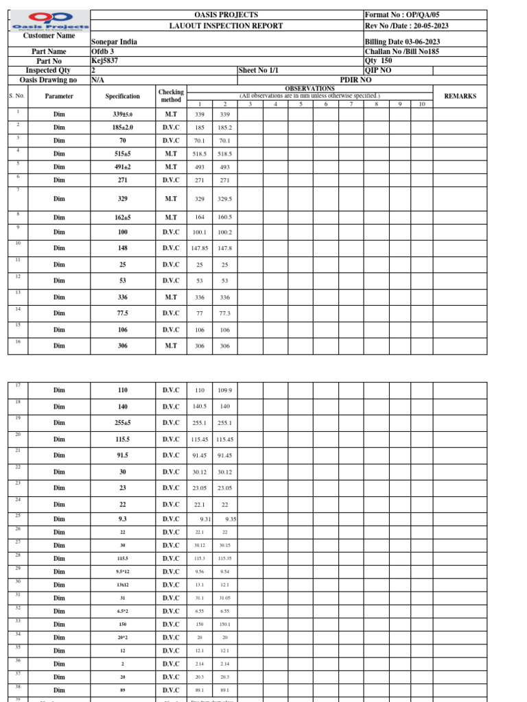 Ofdb 3 Layout Inspection Report | PDF