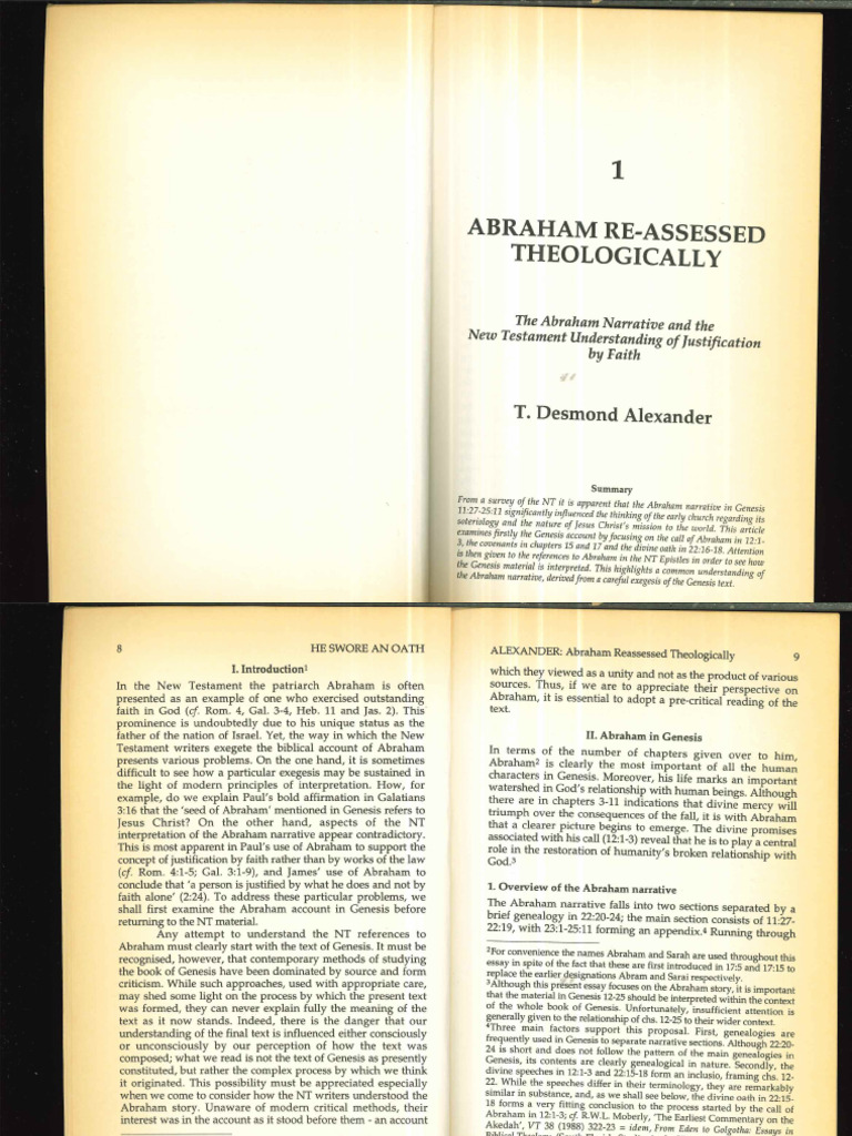 Alexander, T.D., Abraham Re-Assessed Theologically, in in HESS, R.S ...