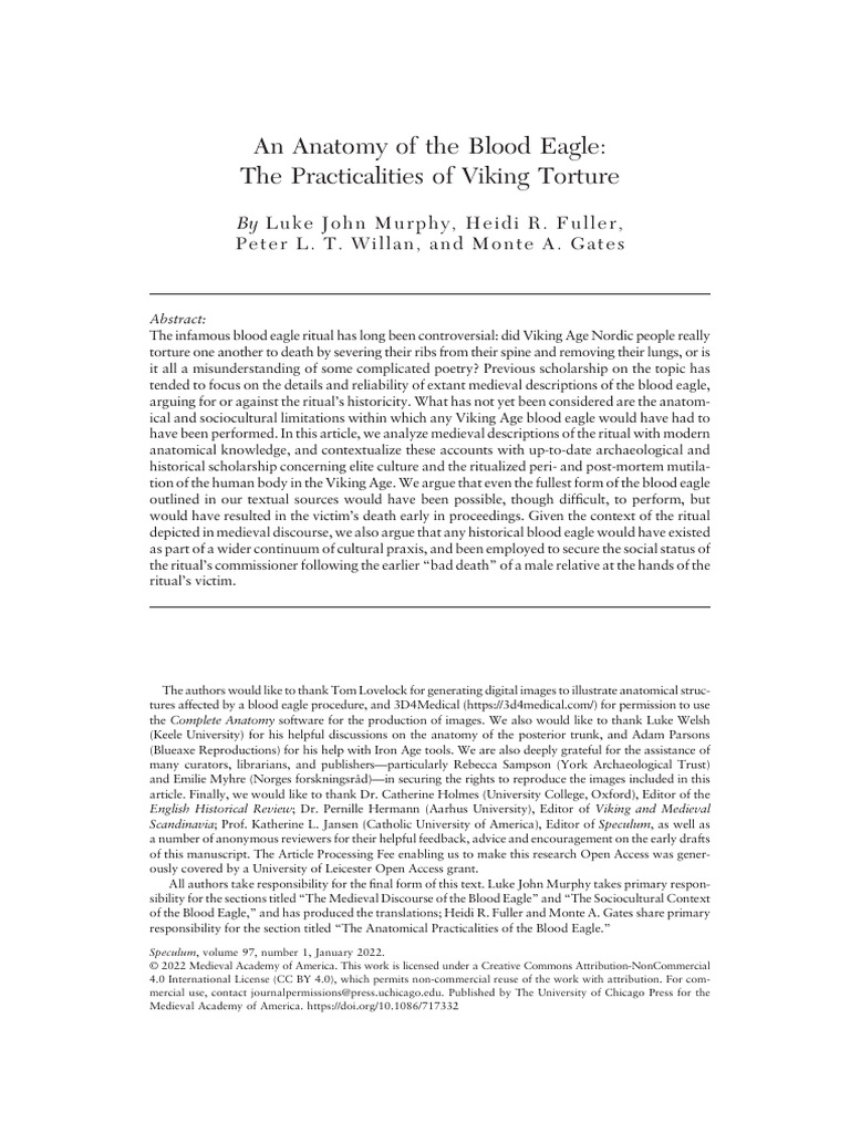 An Anatomy of The Blood Eagle: The Practicalities of Viking Torture ...