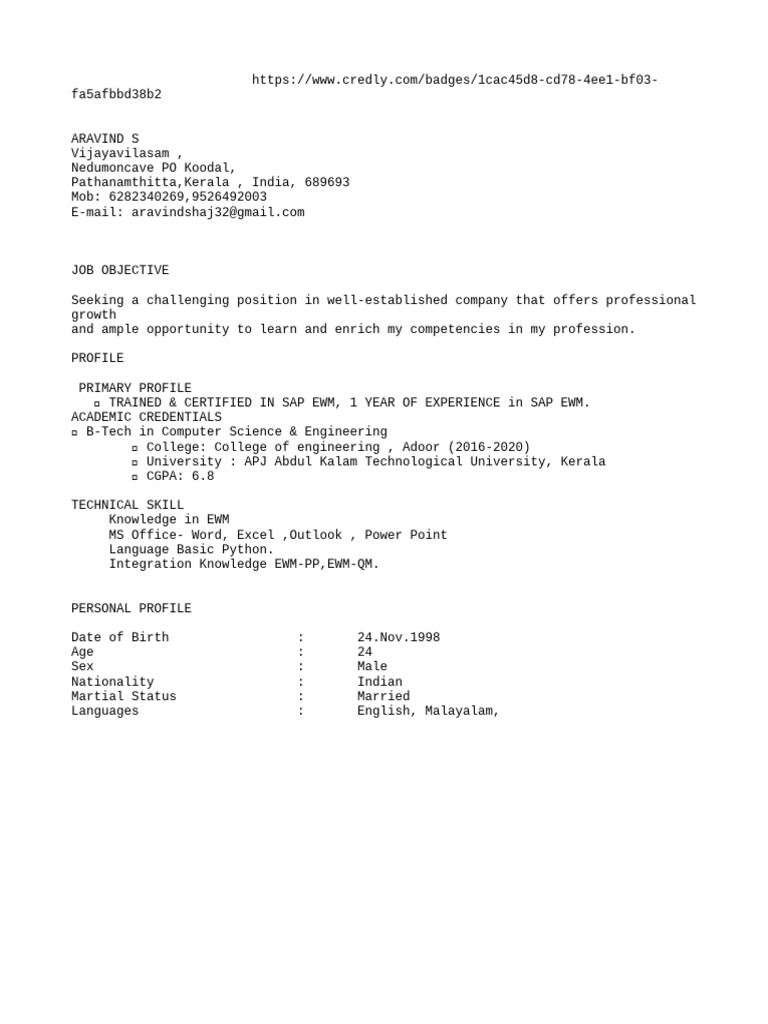 Aravind S Sap Ewm | PDF | Warehouse | Computing
