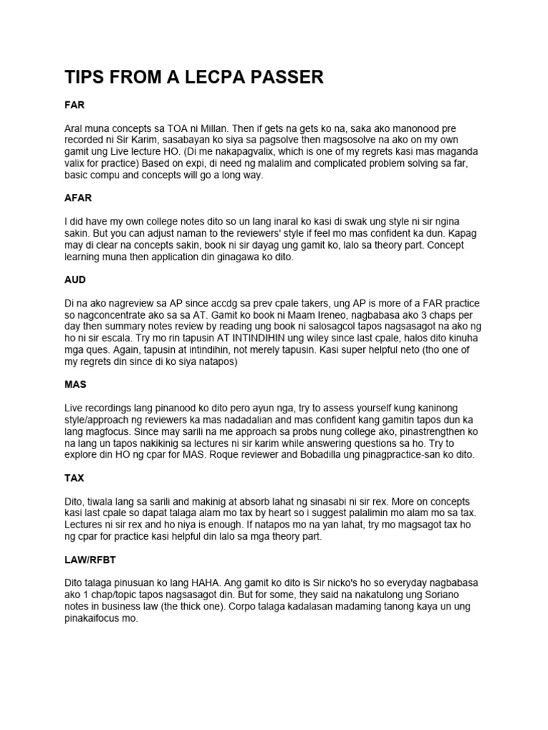 Tips From A Lecpa Passer | PDF