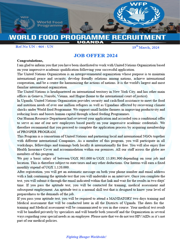 World Food Programme Recruitment 2024 | Download Free PDF | United ...
