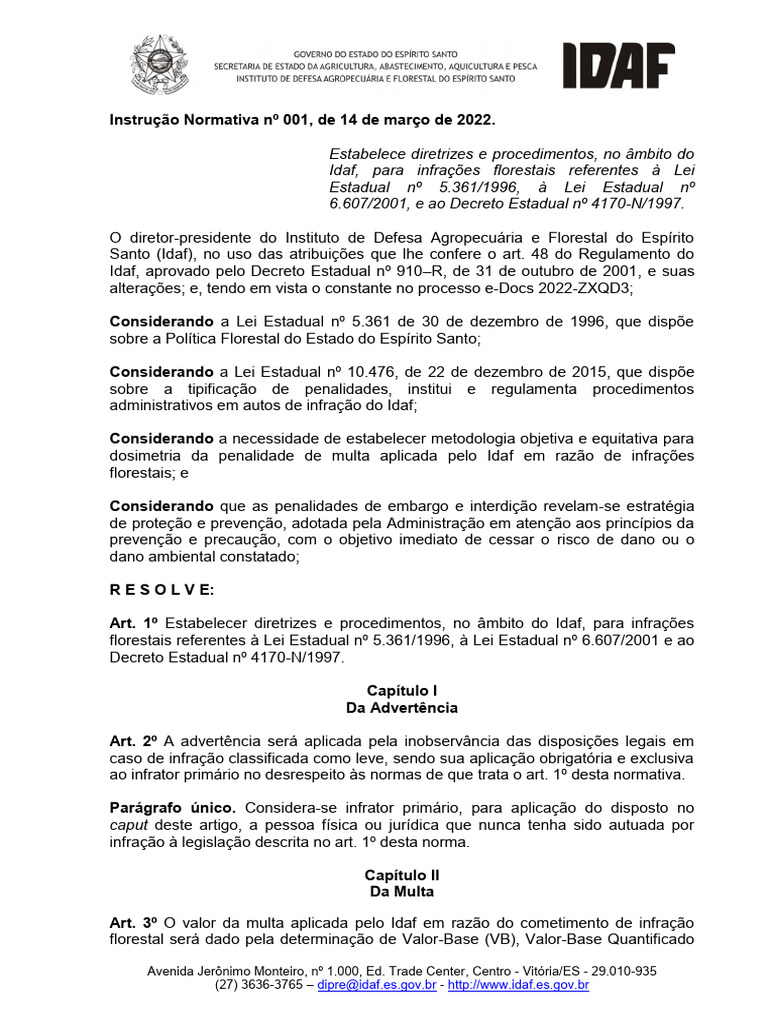Diretrizes para Infrações Florestais no Idaf | PDF | Propriedade ...