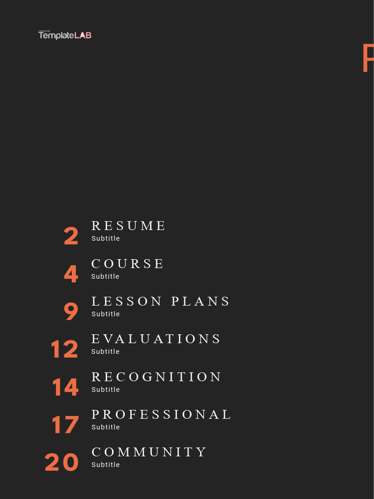 Portfolio-Table-Of-Contents-Template | PDF