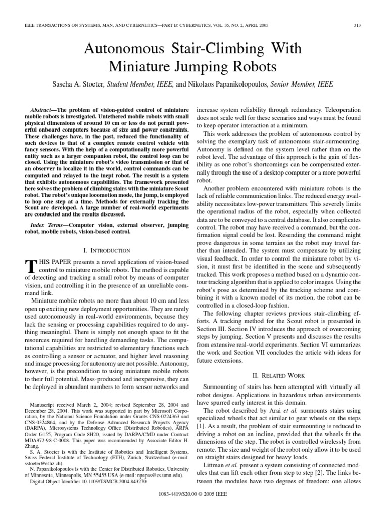 3 Autonomous Stair Climbing With Miniature Jumping Robots Pdf Robot Robotics