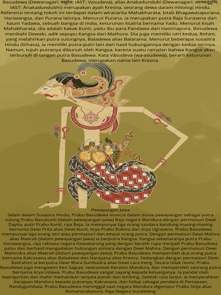 Pewayangan Jawa Selain Dalam Susastra Hindu, Prabu Basudewa Muncul ...