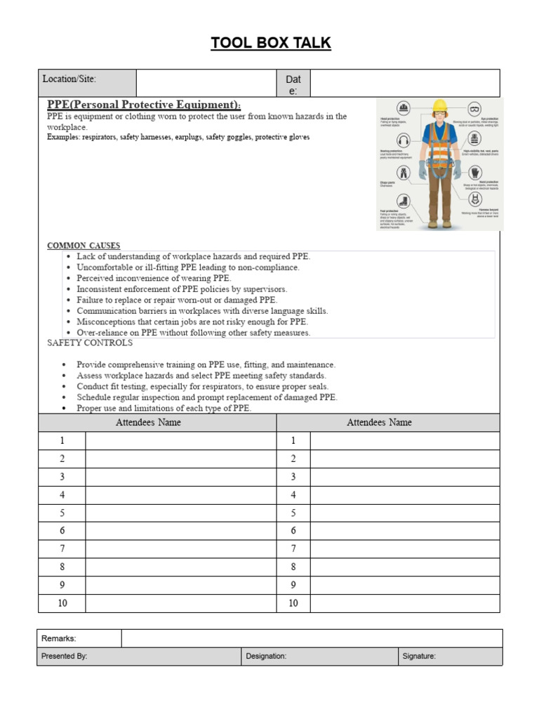 TTR-PWB-022-Rev 0 Tool Box Talk PPE | PDF