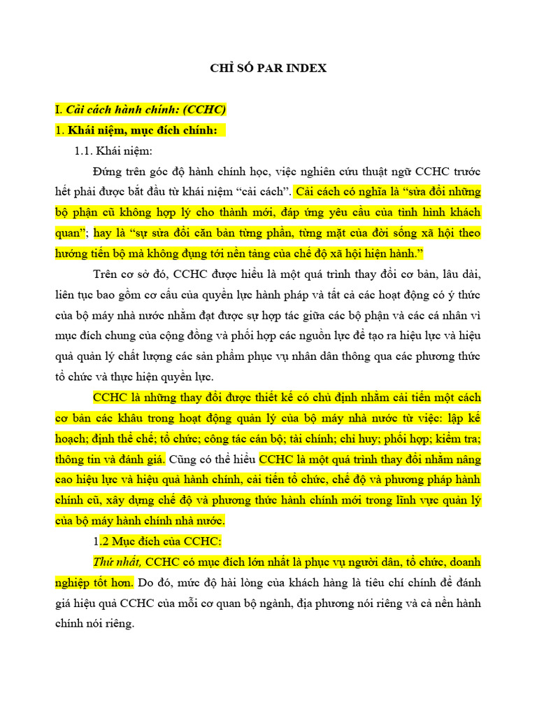 CHỈ SỐ PAR INDEX | PDF