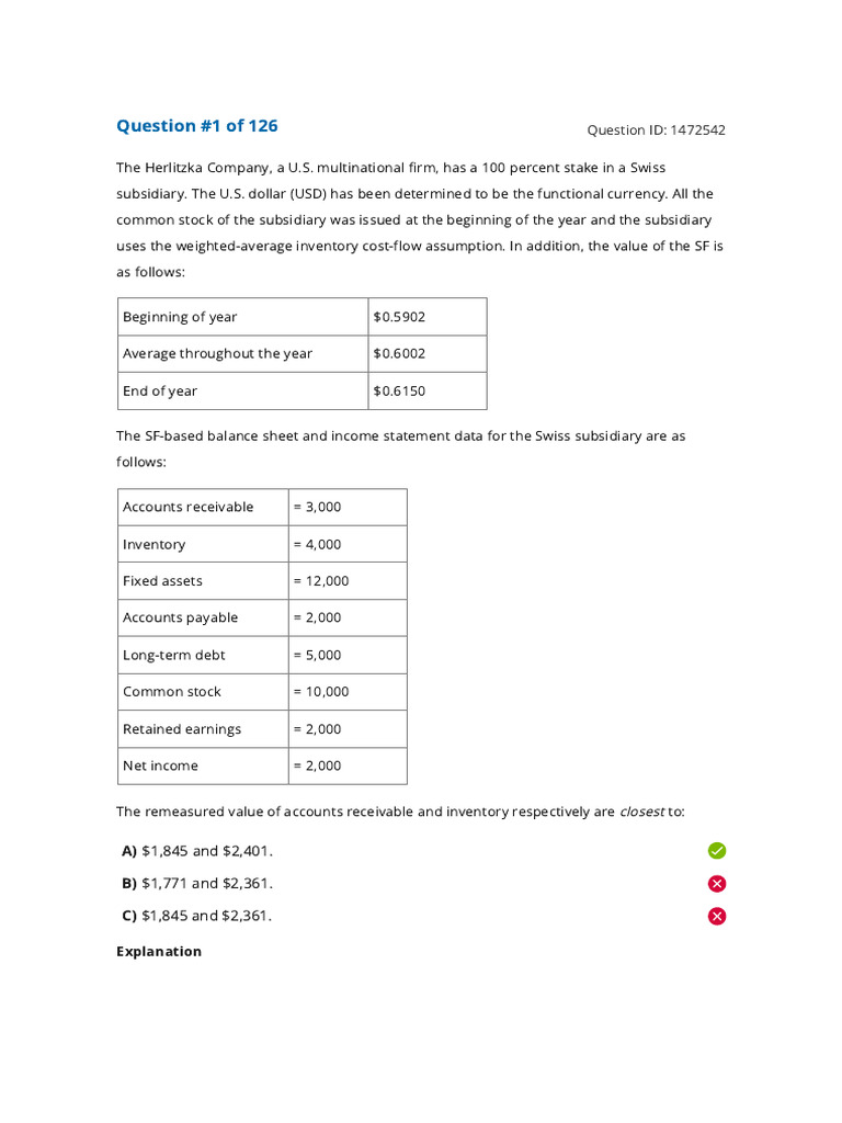 Reading 10 Multinational Operations - Answers | PDF | Balance Sheet ...