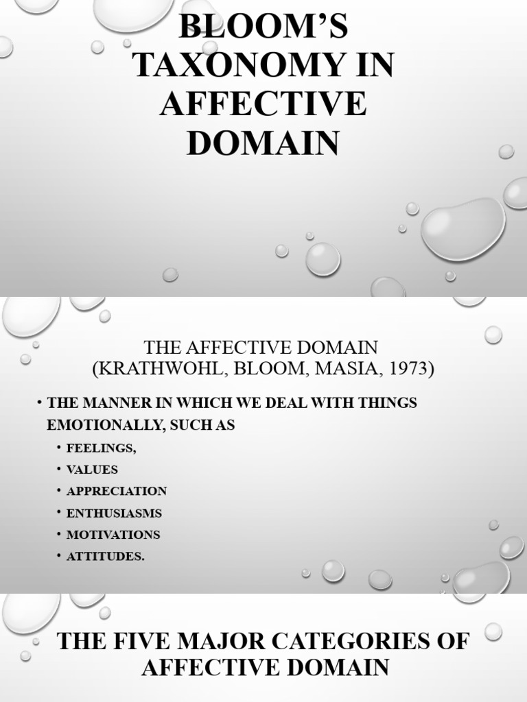 Bloom's Taxonomy in Affective Domain | PDF | Affect (Psychology) | Learning