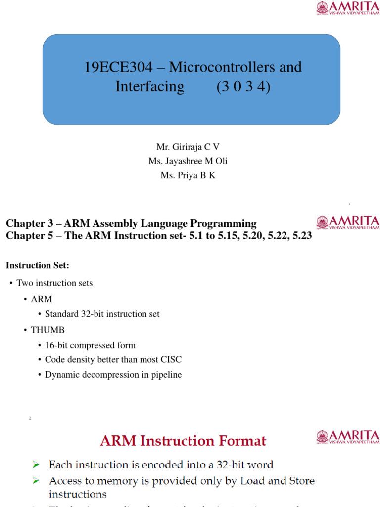 ARM Microcontrollers Instruction Set Guide | PDF | Computer Architecture | Computer Engineering