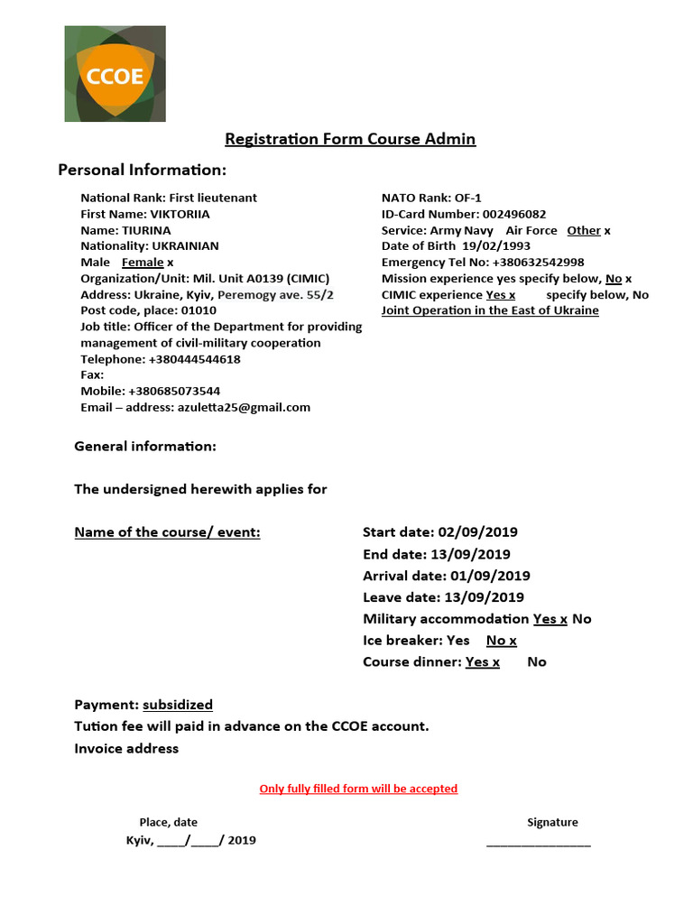 Act.376.49 Ukr Tiurina Reg - Form | PDF