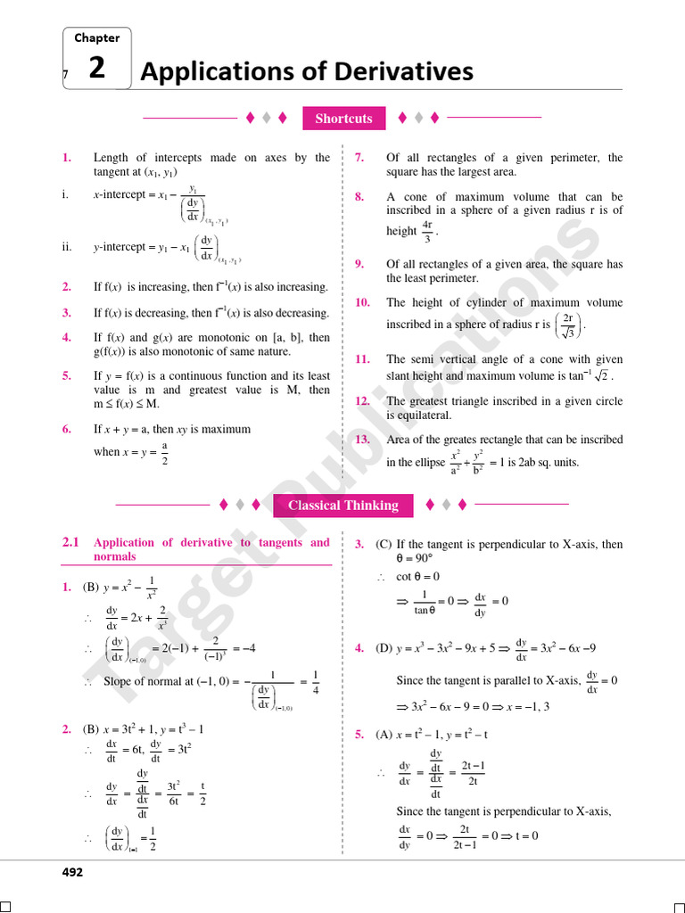 19 XII-M2-02 Applications of Derivatives - Solution - 64dcccc81d5b5 ...