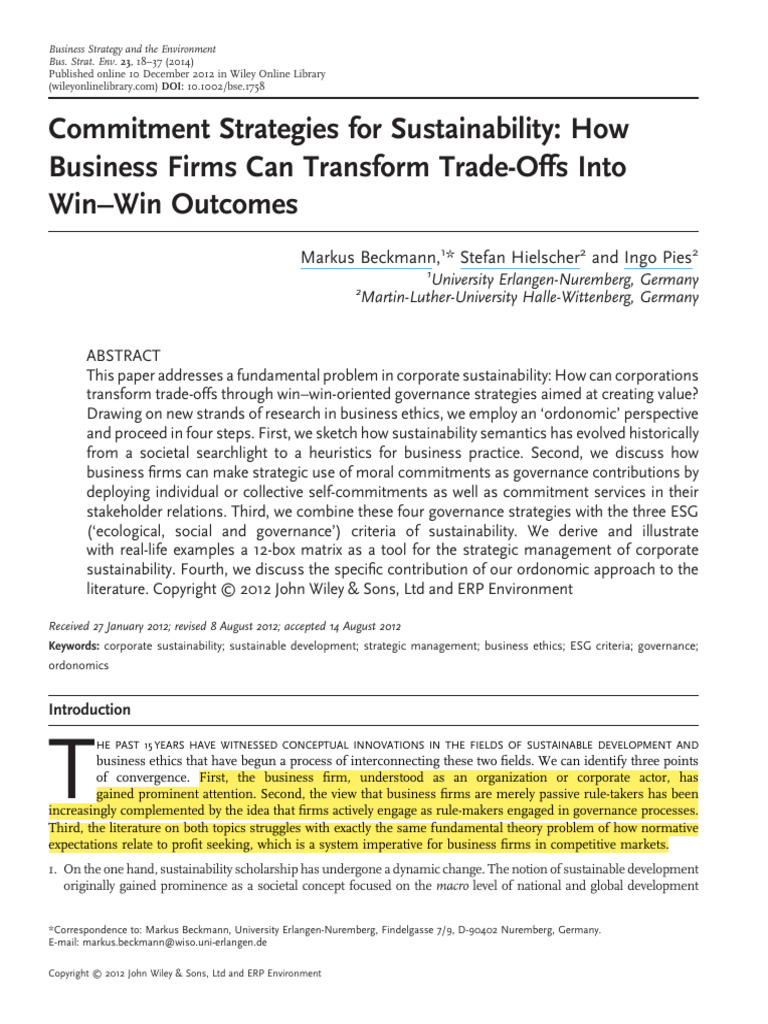 Commitment Strategies For Sustainability | PDF