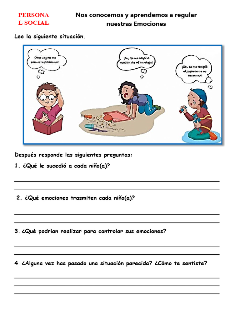 Ficha Ps Nos Conocemos Y Aprendemos A Regular Nuestras Emociones