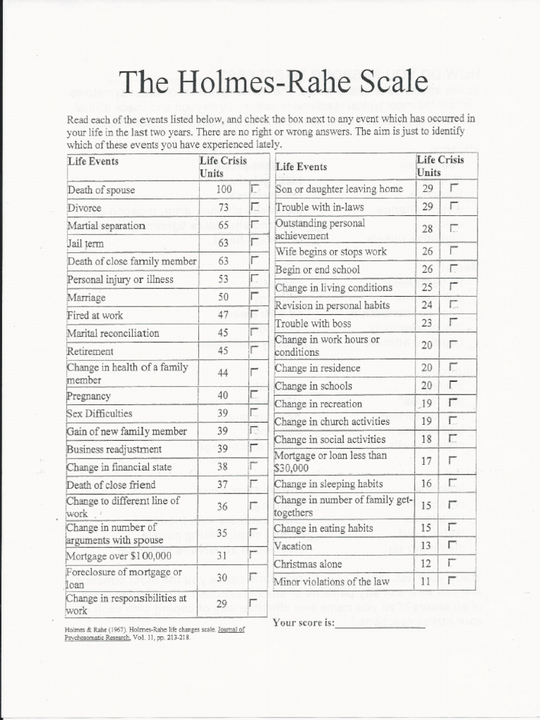 Holmes Rahe Scale | PDF