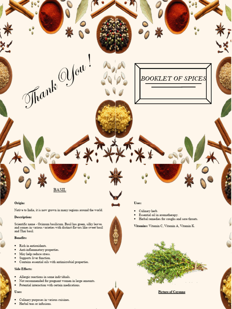 Booklet On Spices | PDF | Turmeric | Cinnamon