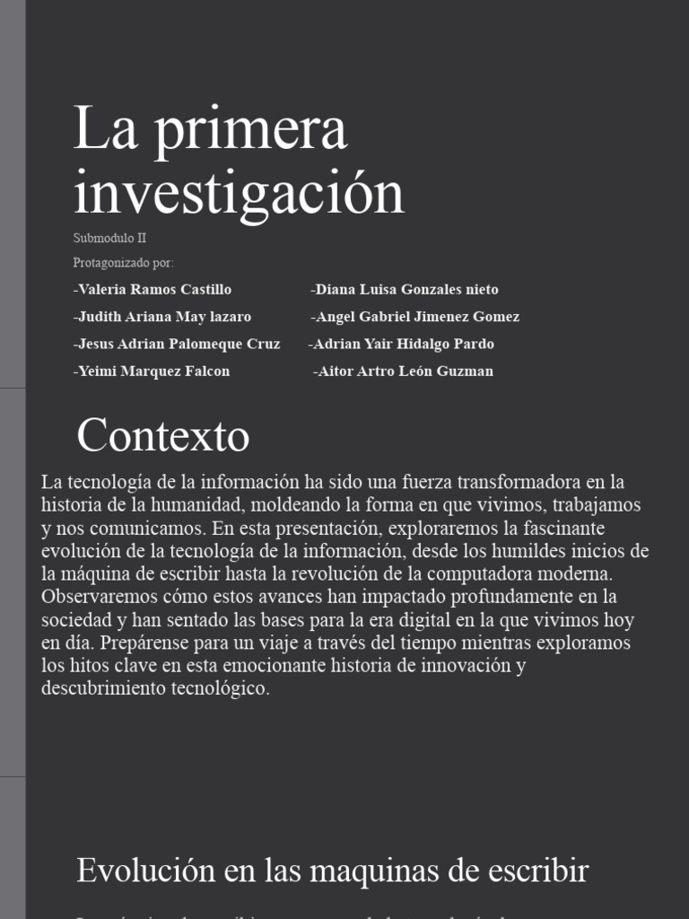 La Primera Investigación | PDF | Tecnologías de la información ...