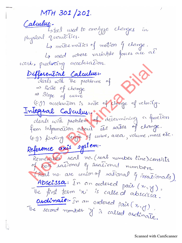 MTH301 Handouts by Kinza Bilal | PDF