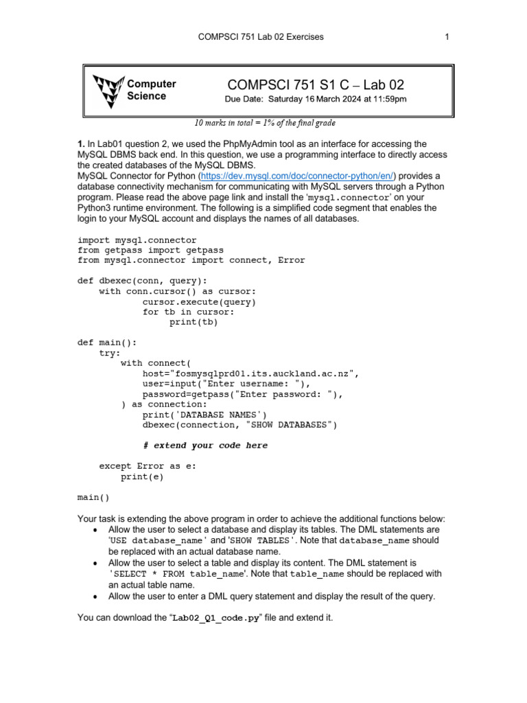 Lab 02 Exercises | PDF | Databases | My Sql