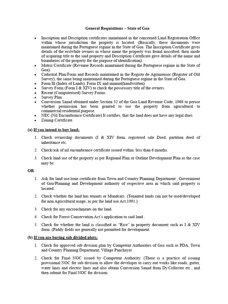 Goa Land Records and Ownership Guide | PDF | Deed | Property Law