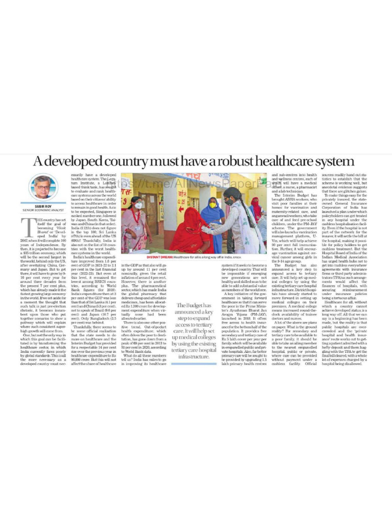 A Developed Country Must Have A Robust Healthcare System | PDF