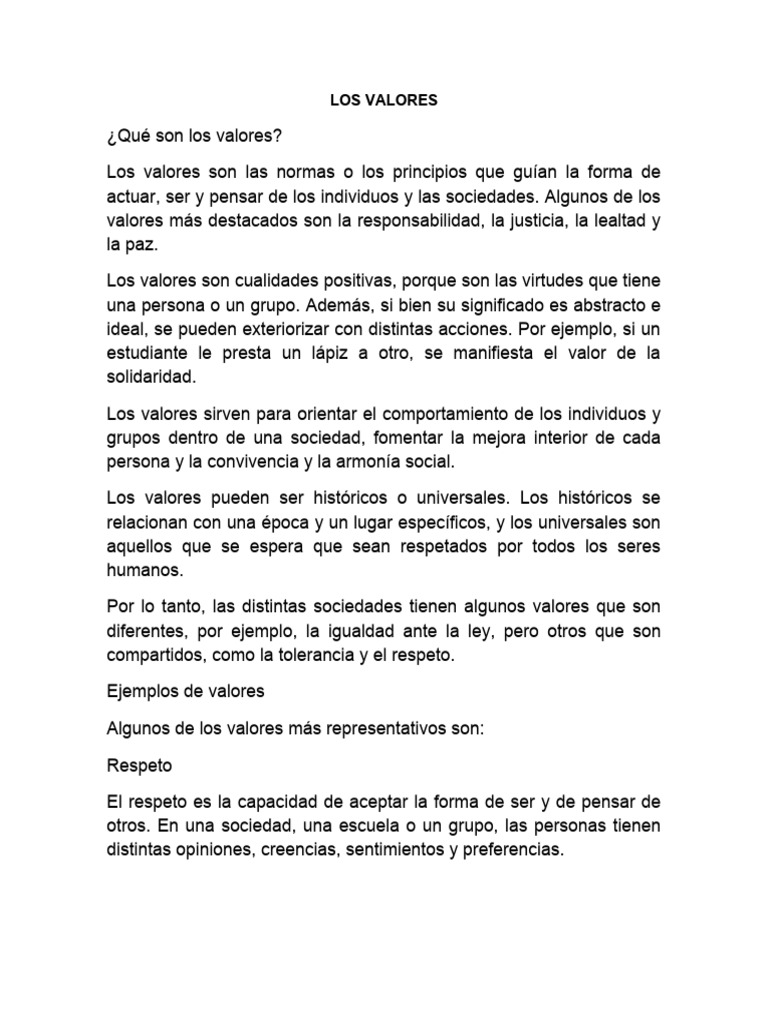 LOS VALORES | PDF | Tolerancia | Justicia